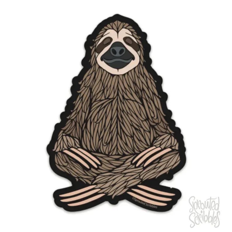 Meditating Sloth Sticker | Weatherproof Vinyl - Etsy