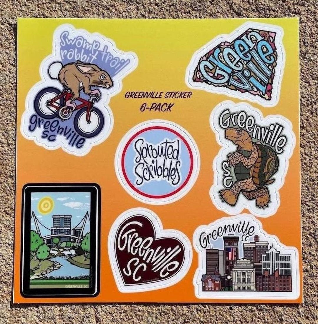 Greenville Sticker Pack - SC South Carolina MINI 6 Stickers (2.5" to 3 ...