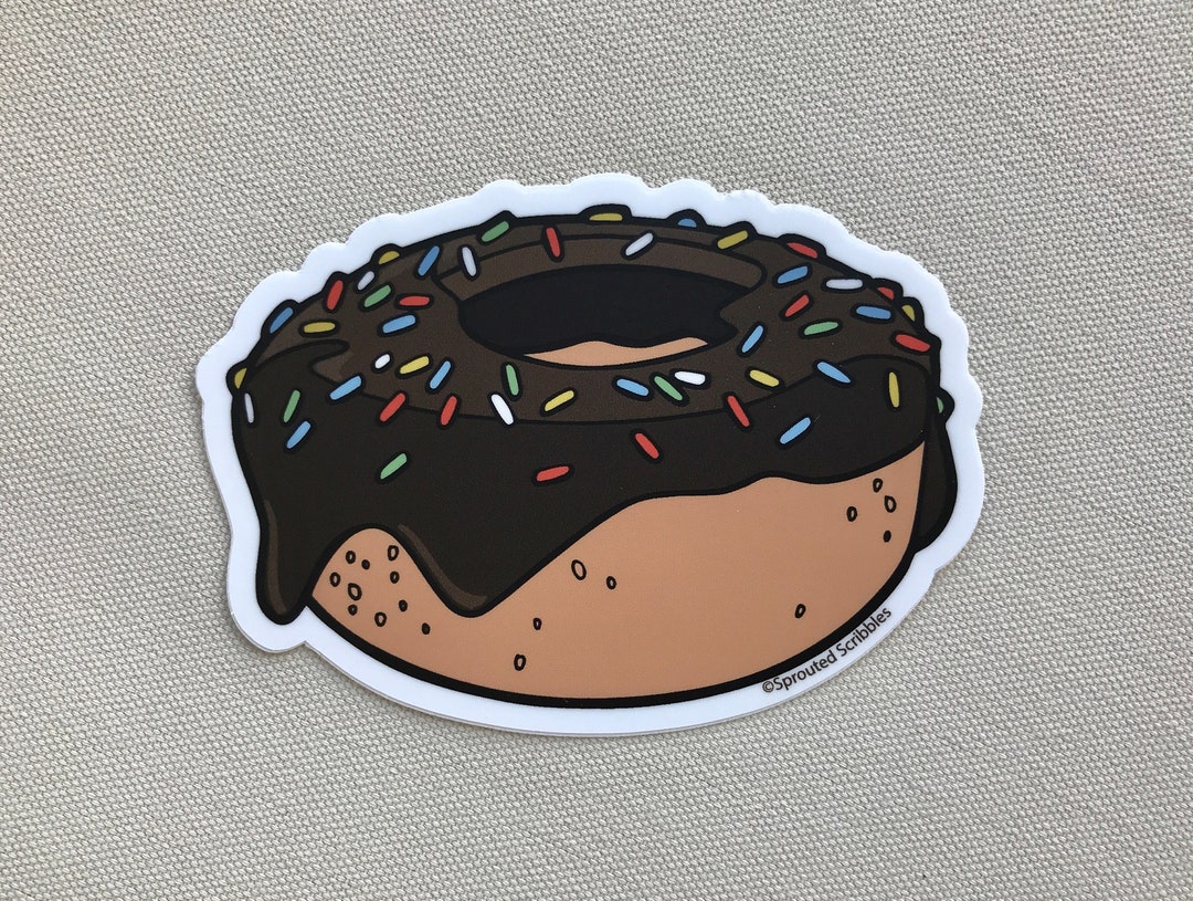 Chocolate Donut Sticker 3.6 Sprinkles Illustrated Food Vinyl Decal ...