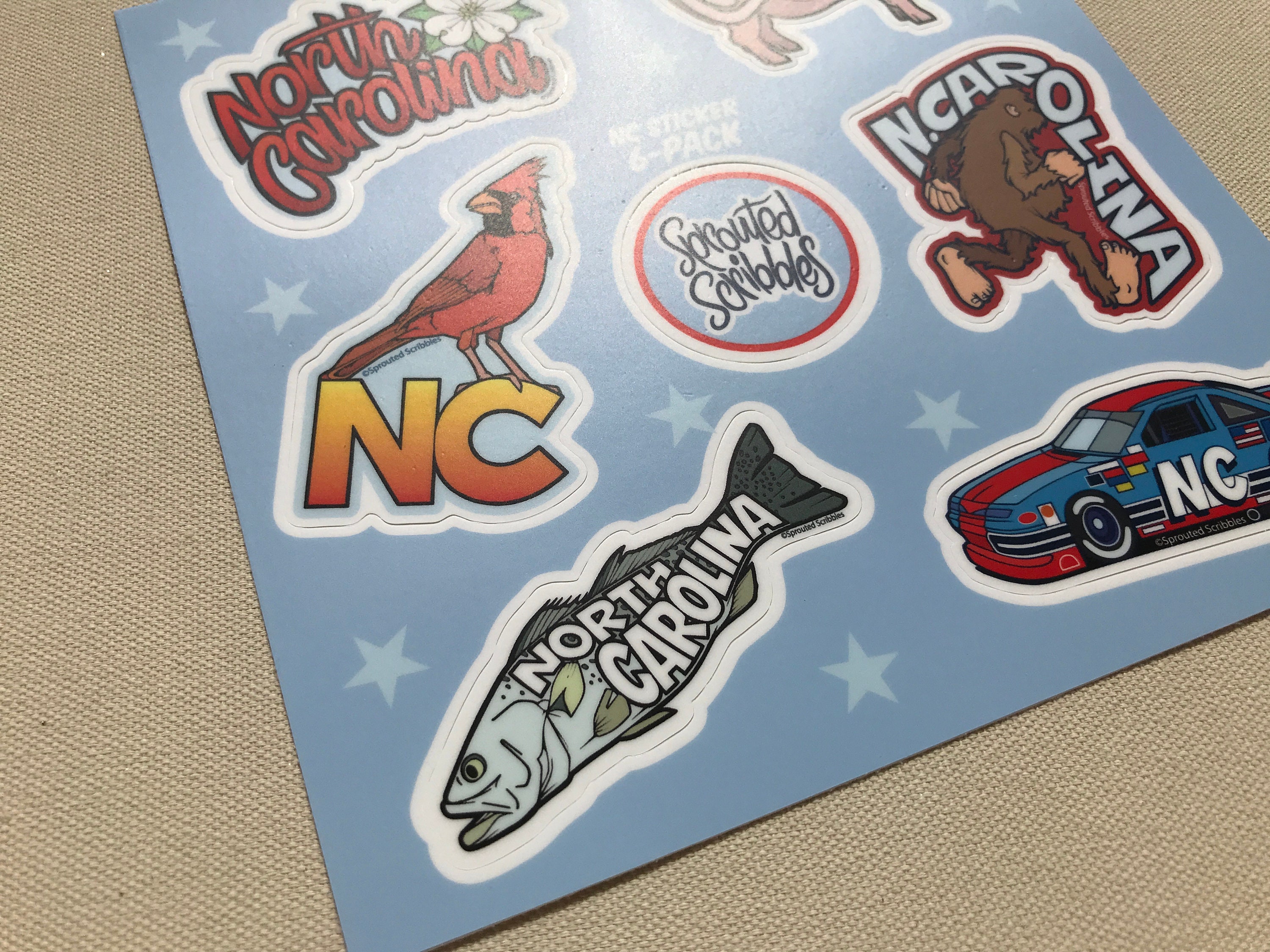 NC Sticker Sheet North Carolina MINI 6 stickers total | Etsy