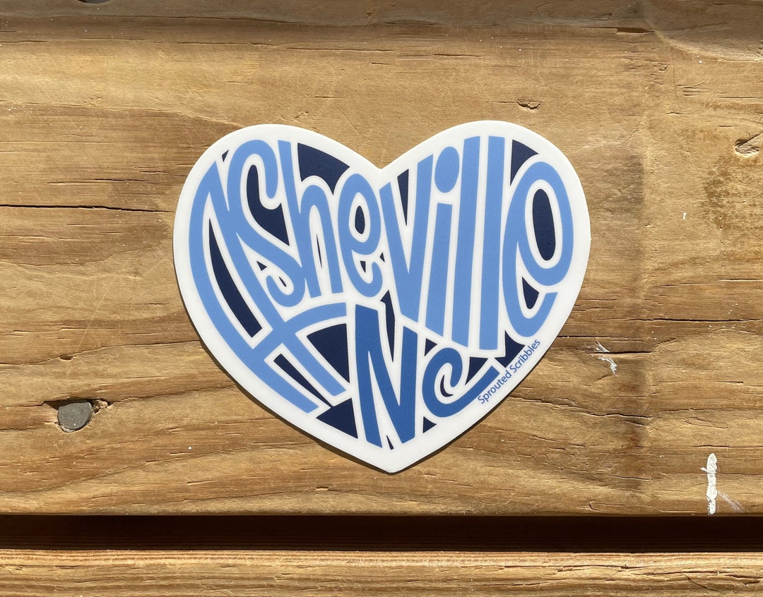Asheville Sticker 3 or 3.5 Blue Ridge Heart - Etsy