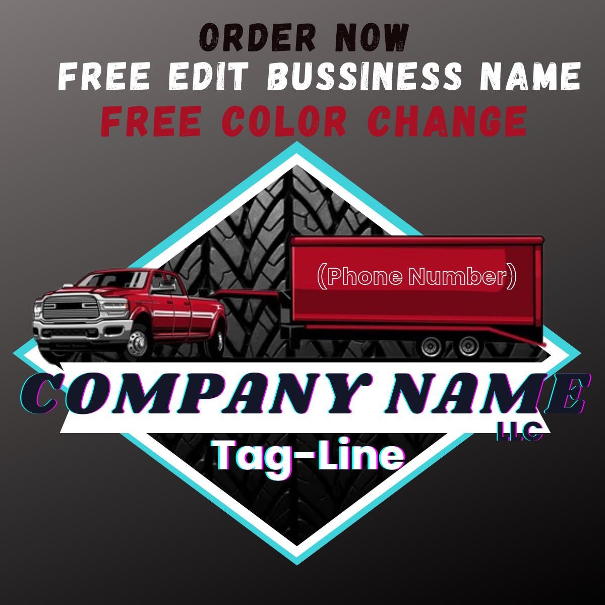 Custom Truck Logo, Red Truck Logo, Customize Company Logo - Etsy