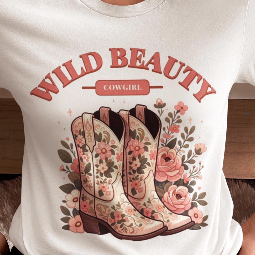 Floral Cowgirl Boots PNG: Romantic Western Clipart (digital Download ...