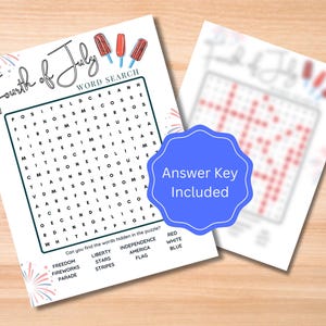 4th of July Word Search Printable, Patriotic Party Game, Independence ...