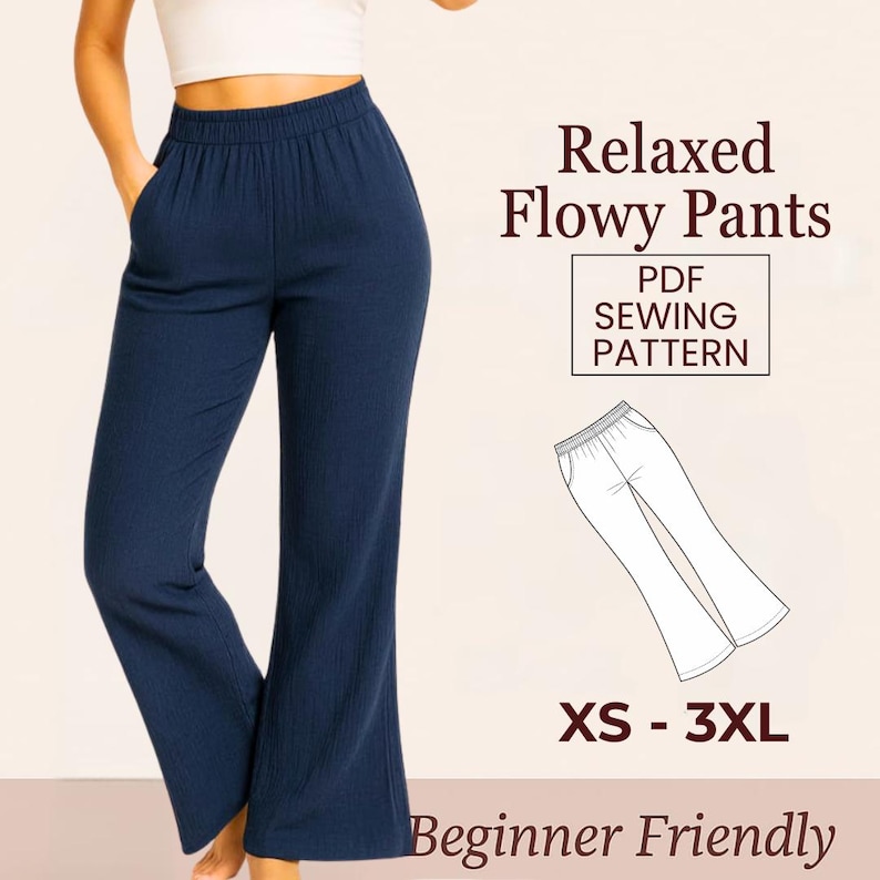 Wide Leg Lounge Pants Sewing Pattern – Women's Semi-palazzo (PDF ...