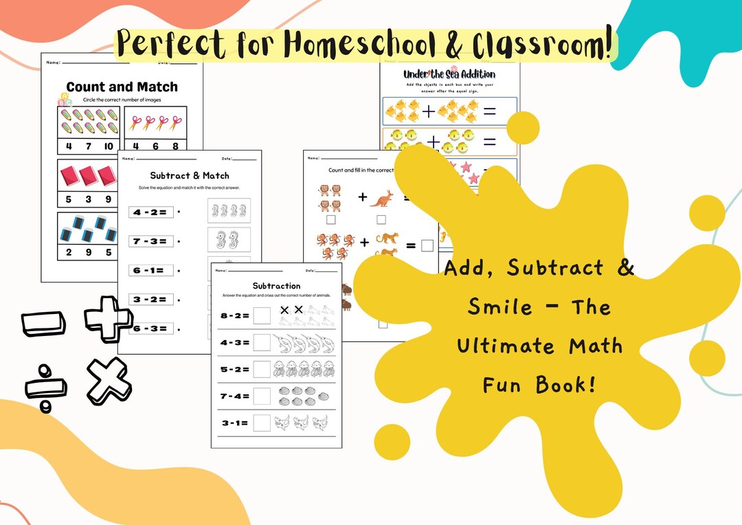 Printable Addition & Subtraction Activity Book for Kids | Ages 5–7 ...