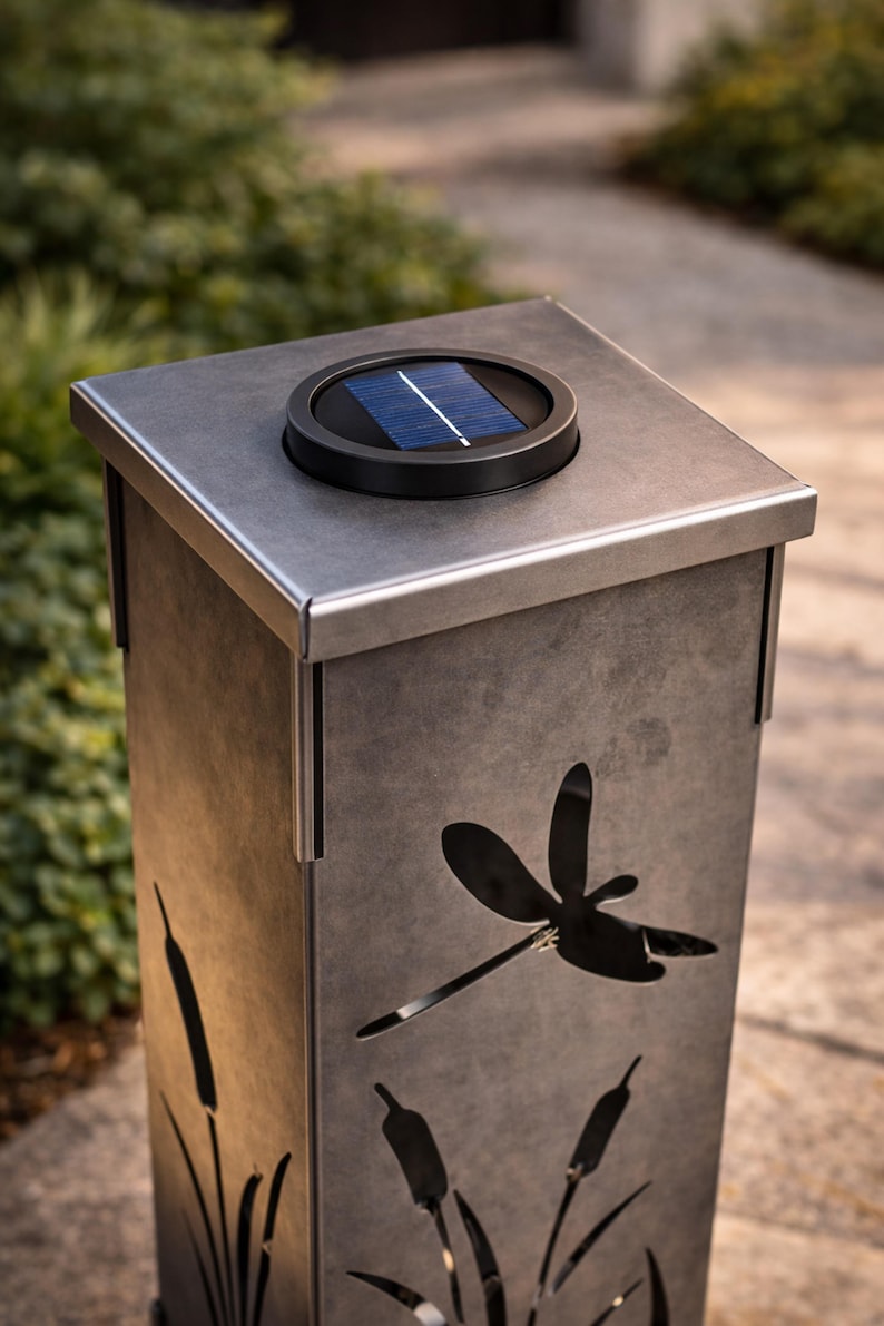 Solar Address Column Light, Modern Outdoor House Number Sign ...