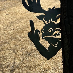 Peek-a-boo Moose Metal Sign, Funny Deer Tree Yard Decor, Premium 14 ...