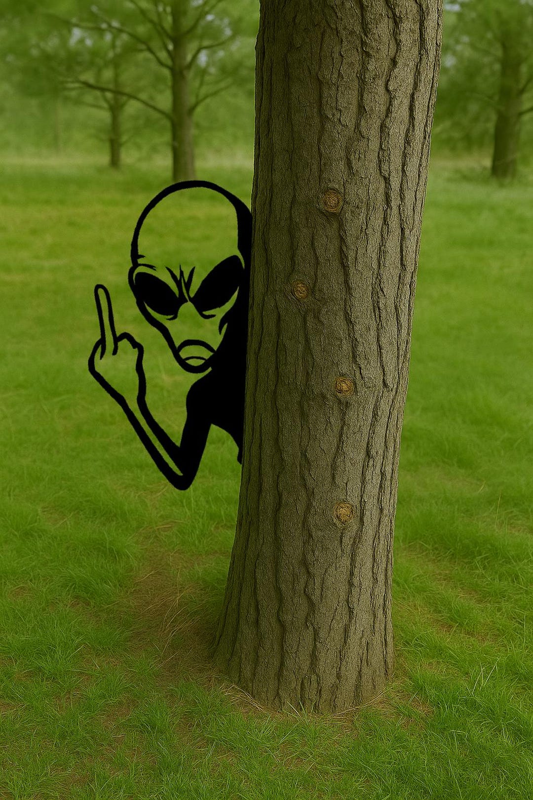 Funny Peek-a-boo Alien Metal Sign, UFO Yard Art, Outdoor Prank Cutout ...