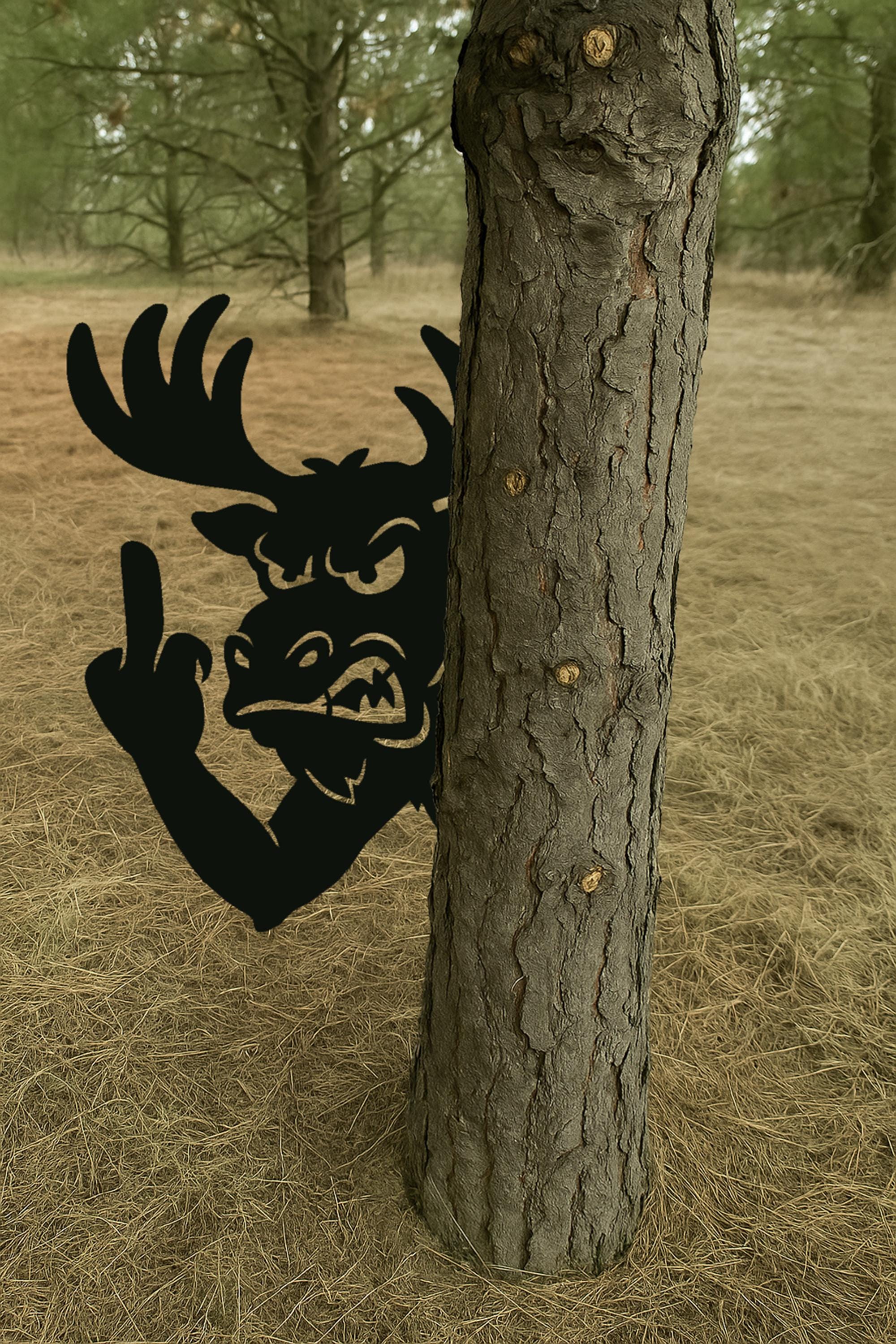 Peek-a-boo Moose Metal Sign, Funny Deer Tree Yard Decor, Premium 14 ...