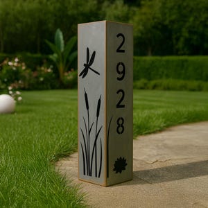 Personalized Garden Column, Metal House Number Post With Bamboo and ...