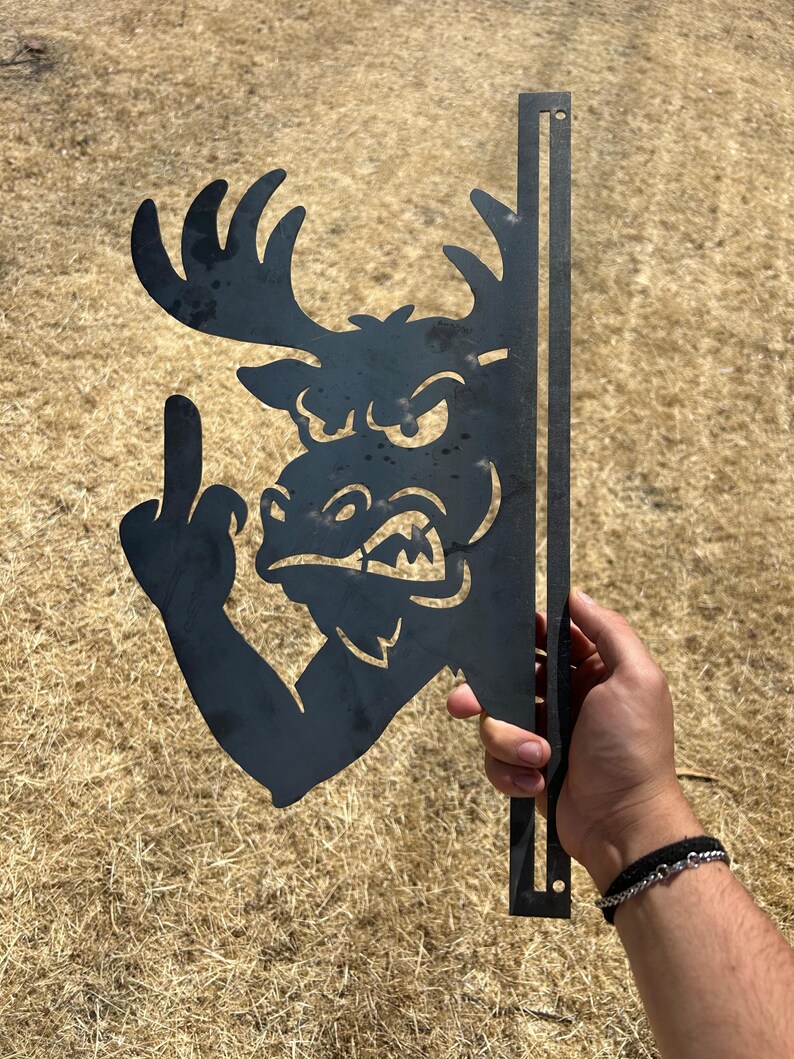 Peek-a-boo Moose Metal Sign, Funny Deer Tree Yard Decor, Premium 14 ...