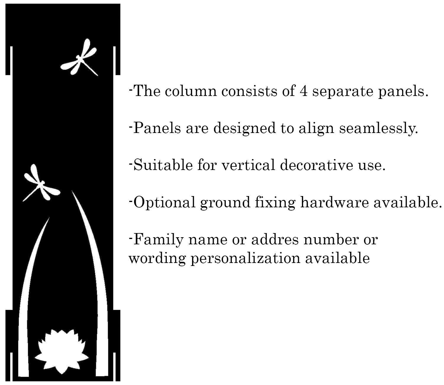 Raw Steel Garden Column With Dragonfly Design, Personalized House ...