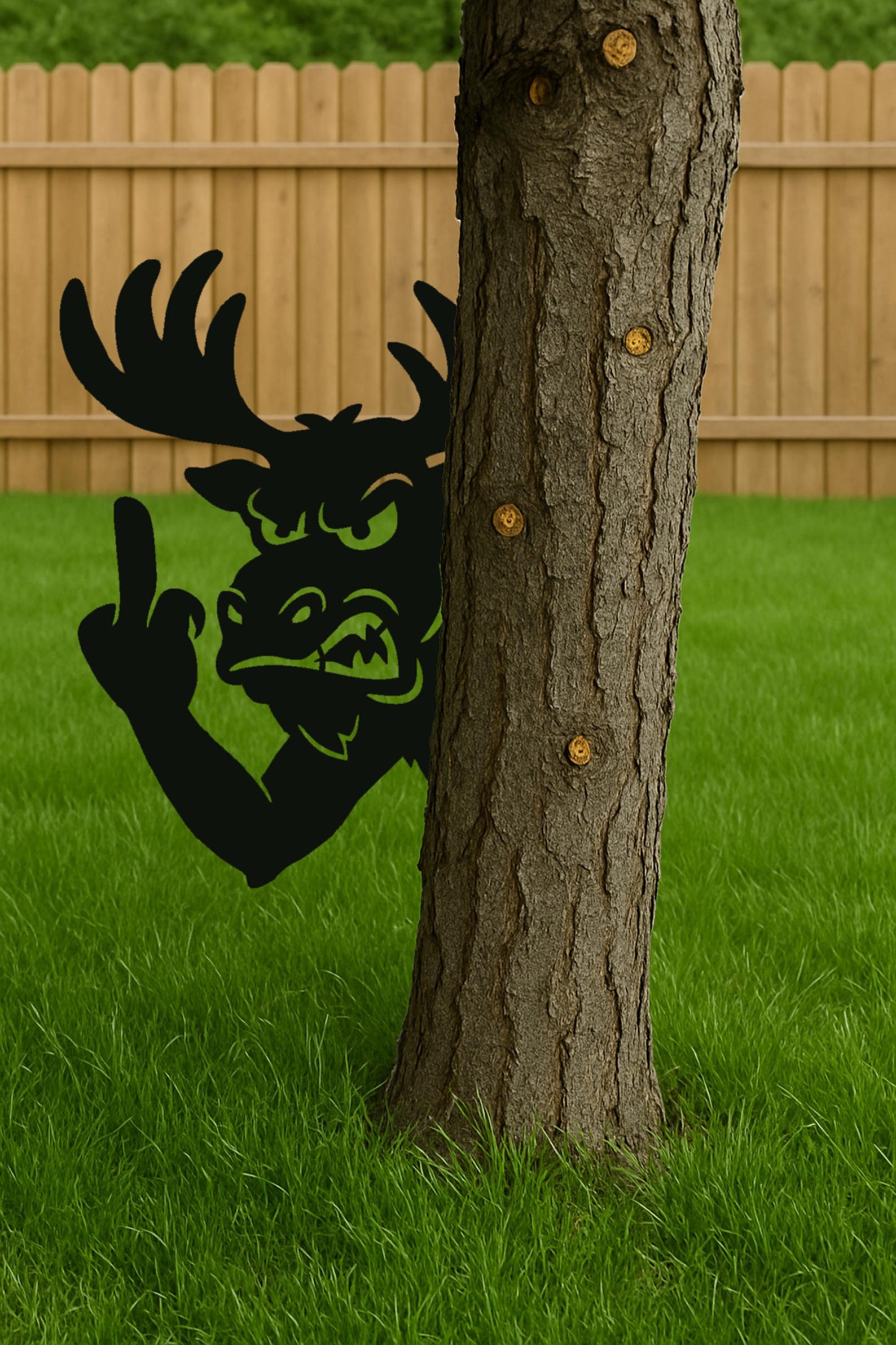 Peek-a-boo Moose Metal Sign, Funny Deer Tree Yard Decor, Premium 14 ...