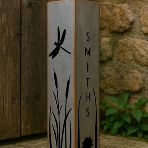 Personalized Garden Column, Metal House Number Post With Bamboo and ...
