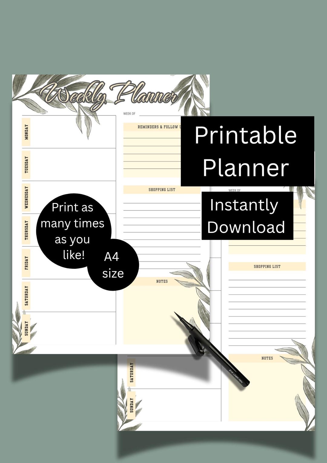 EASY INSTANT Weekly Planner - Plan It. Print It. Stay Focused & Stress ...