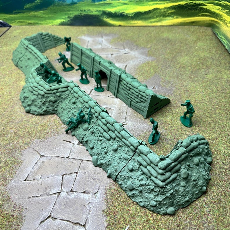 Plastic Army Men Modular Sandbag & Timber Assault Trench Set for War ...