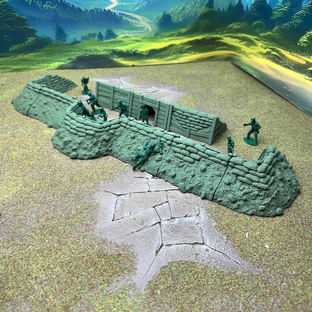 Plastic Army Men Modular Sandbag & Timber Assault Trench Set for War ...