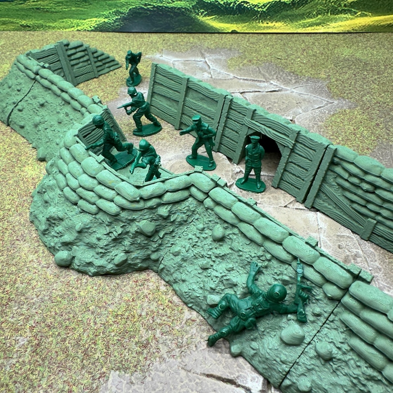 Plastic Army Men Modular Sandbag & Timber Assault Trench Set for War ...