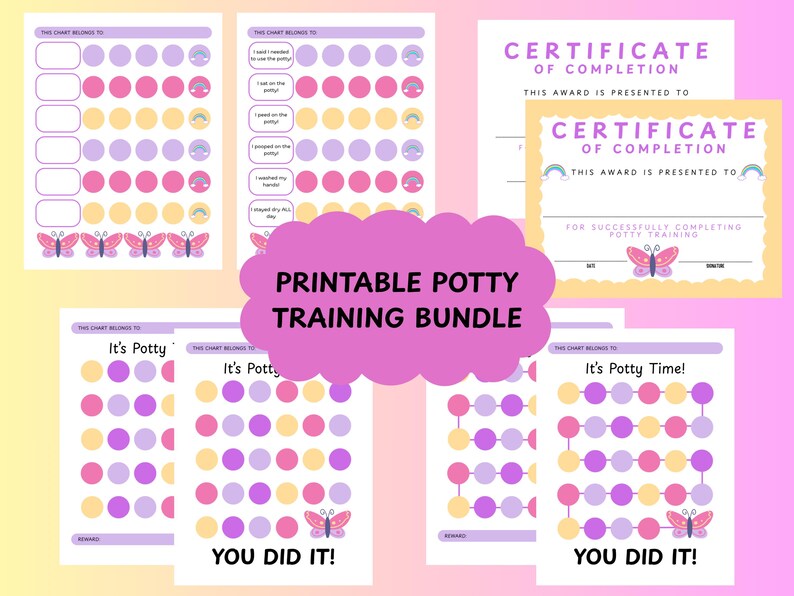 Butterfly Potty Training Chart Bundle for Girls | Printable Reward ...