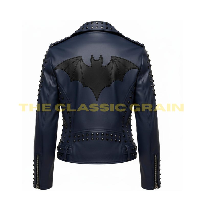 Women’s Handmade White Leather Bat Jacket – Studded Goth Biker Coat ...