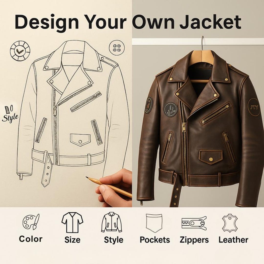 Personalized Leather Jacket Made to Order, Custom Handmade Bespoke Coat ...