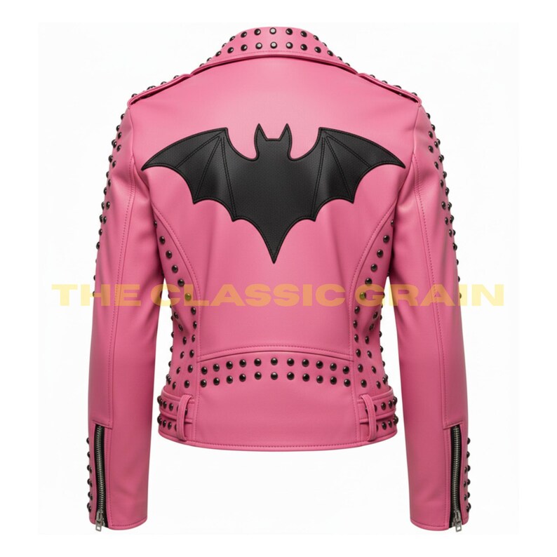Women’s Handmade White Leather Bat Jacket – Studded Goth Biker Coat ...