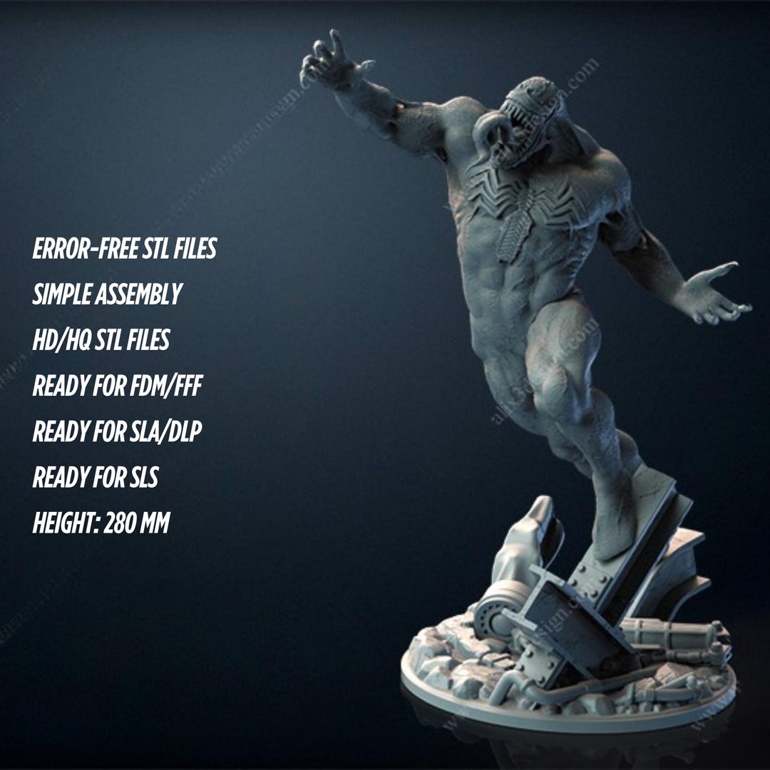 Venom STL File - High Detail 3D Print Model - Dynamic Villain Pose for ...