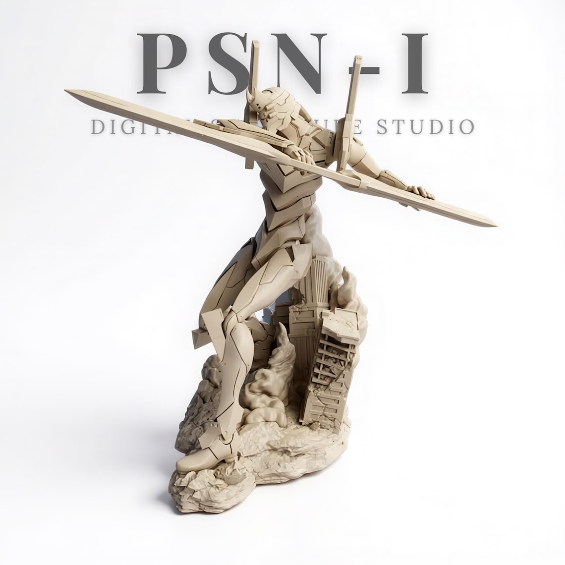 Eva Unit 02 Inspired Mecha Statue STL – Dynamic Battle Pose Figure ...