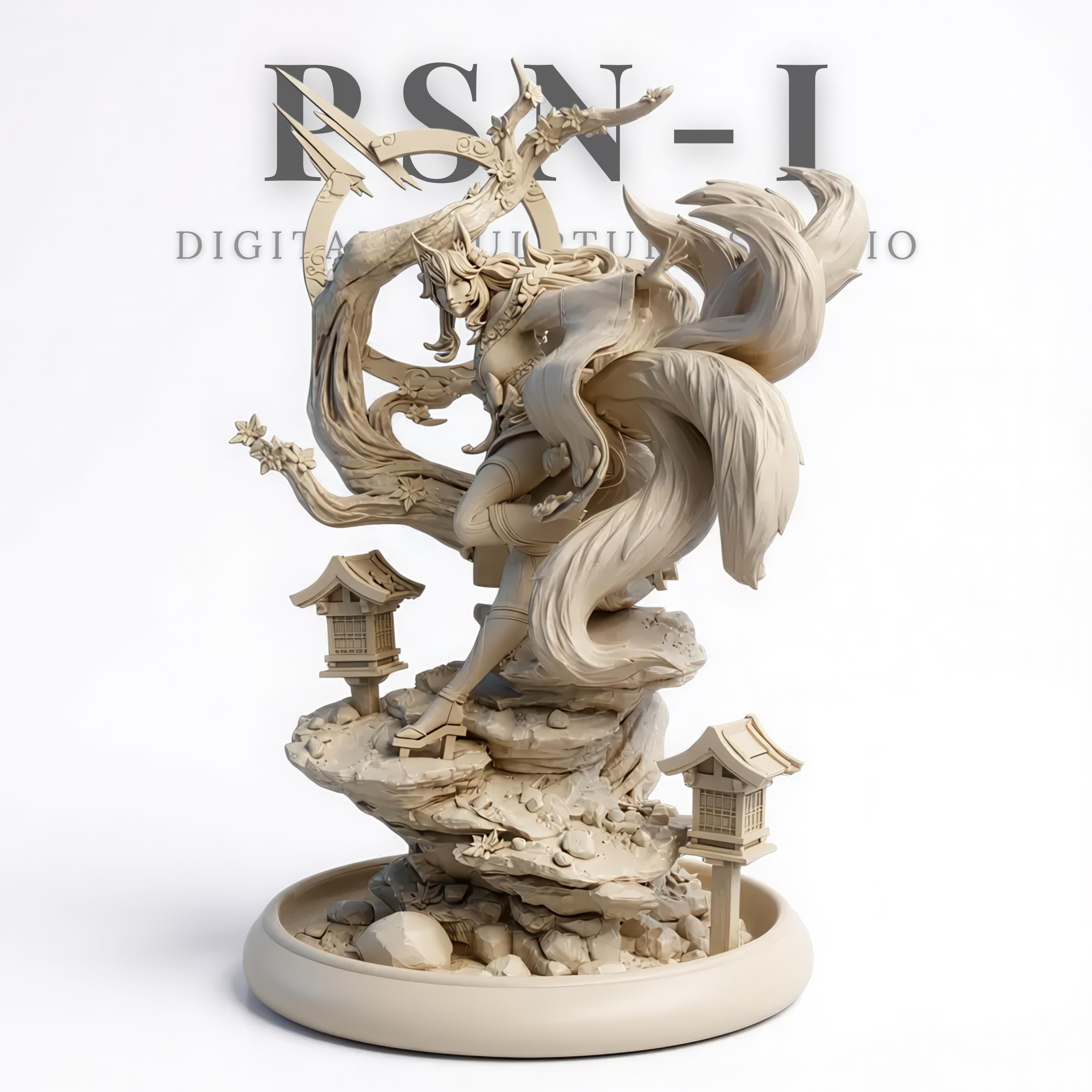 Ahri Spirit Blossom – Dynamic Fox Deity Statue STL | Fullsize ...