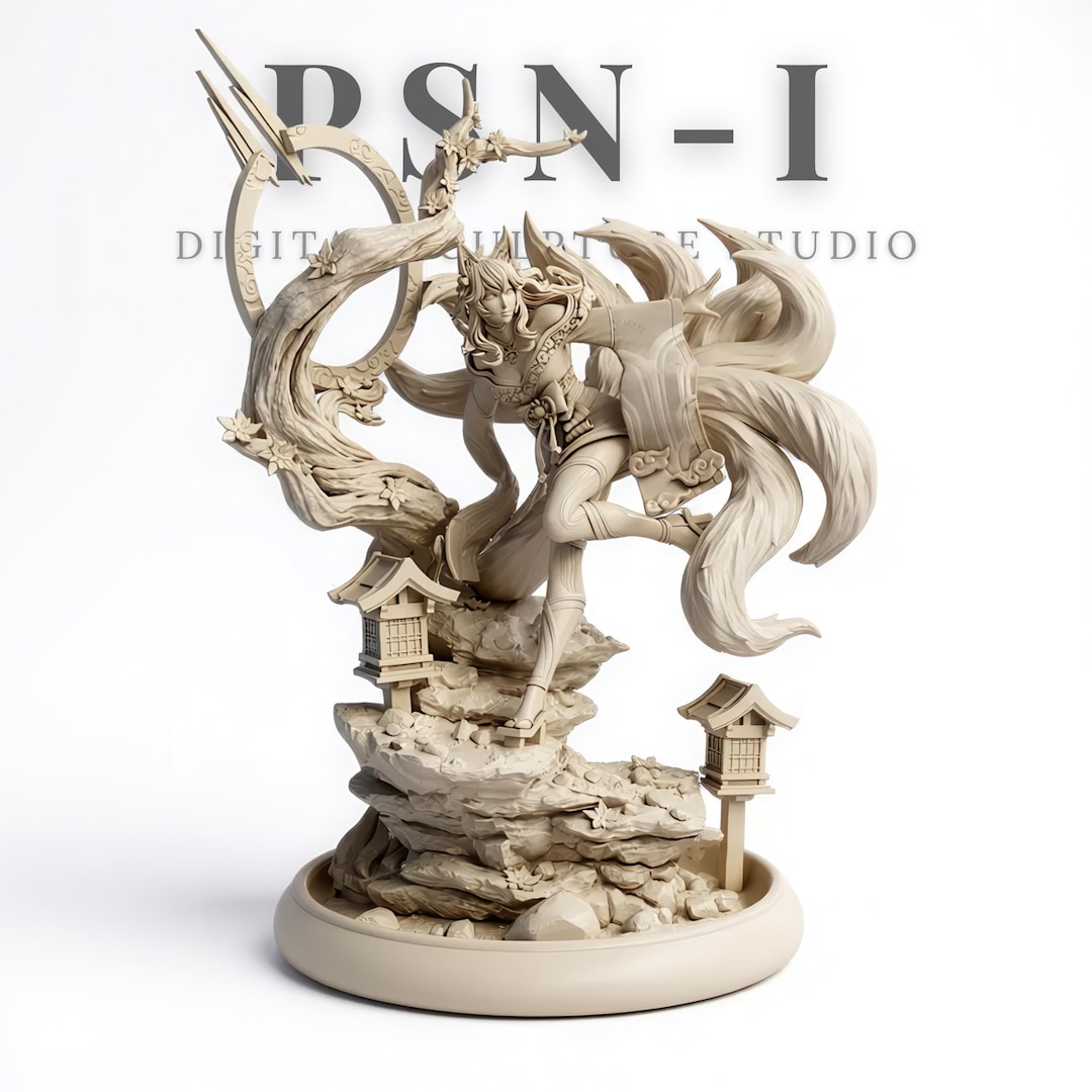 Ahri Spirit Blossom – Dynamic Fox Deity Statue STL | Fullsize ...