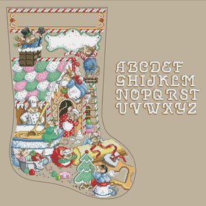 Cross-stitch Pattern: Christmas Stocking "mice Building a Gingerbread ...