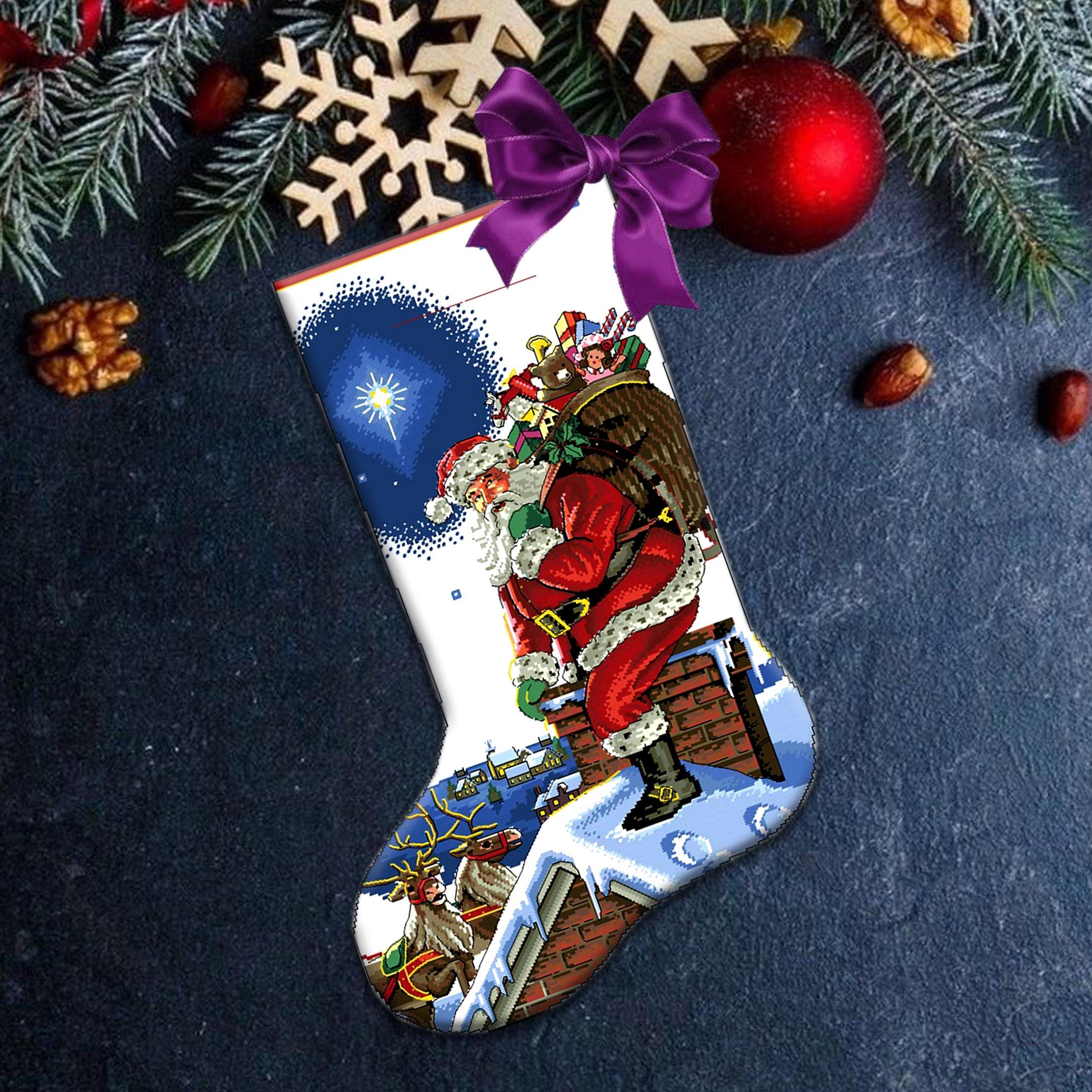 Santa With Gifts Cross Stitch Pattern - Christmas Stocking Embroidery ...