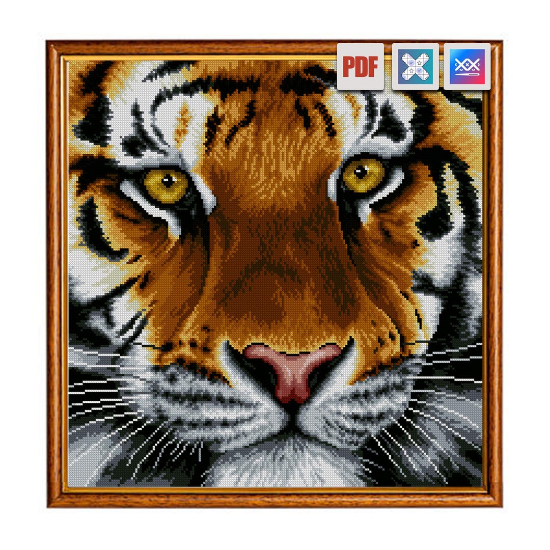 Majestic Tiger Face Close-up Portrait | PDF + Pattern Keeper + SAGA - Etsy