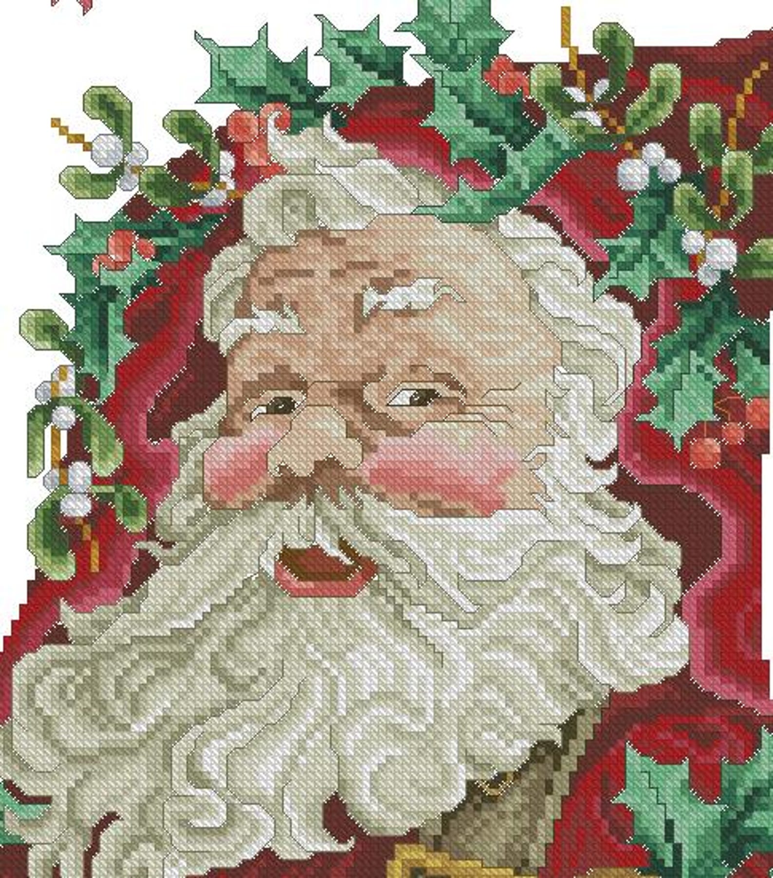 Santa Claus Christmas Stocking Cross Stitch Pattern: Holiday Embroidery ...