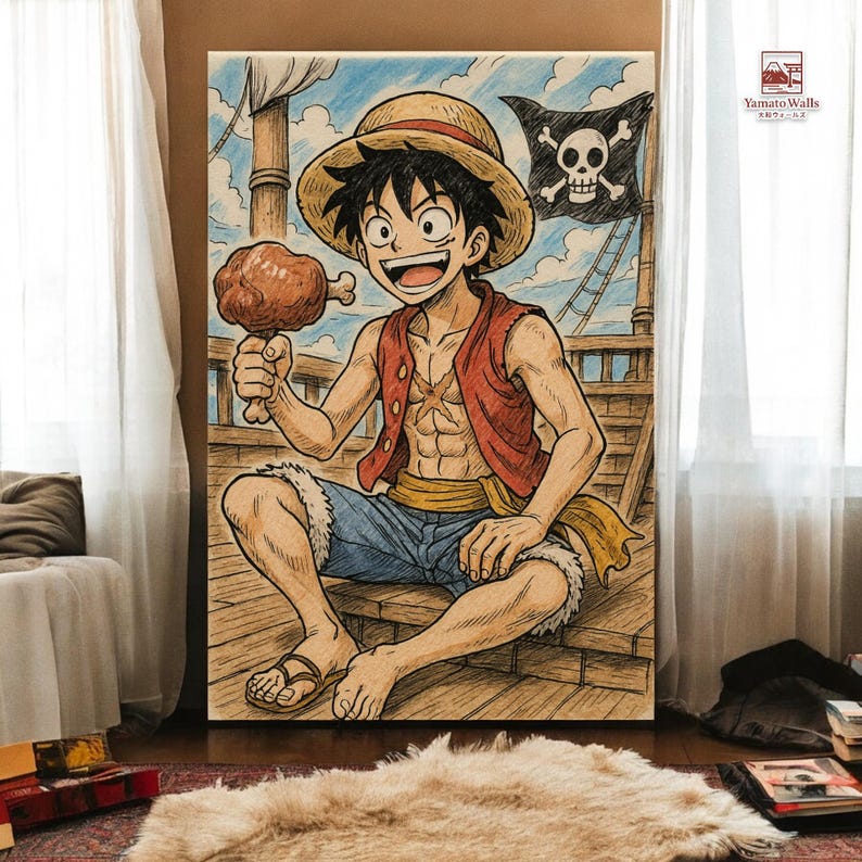 Monkey D. Luffy Digital Art | One Piece Printable Wall Art, Anime Room ...