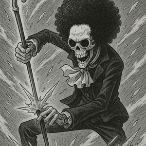 Brook Inspired Digital Print | Manga Style Anime Poster, One Piece ...