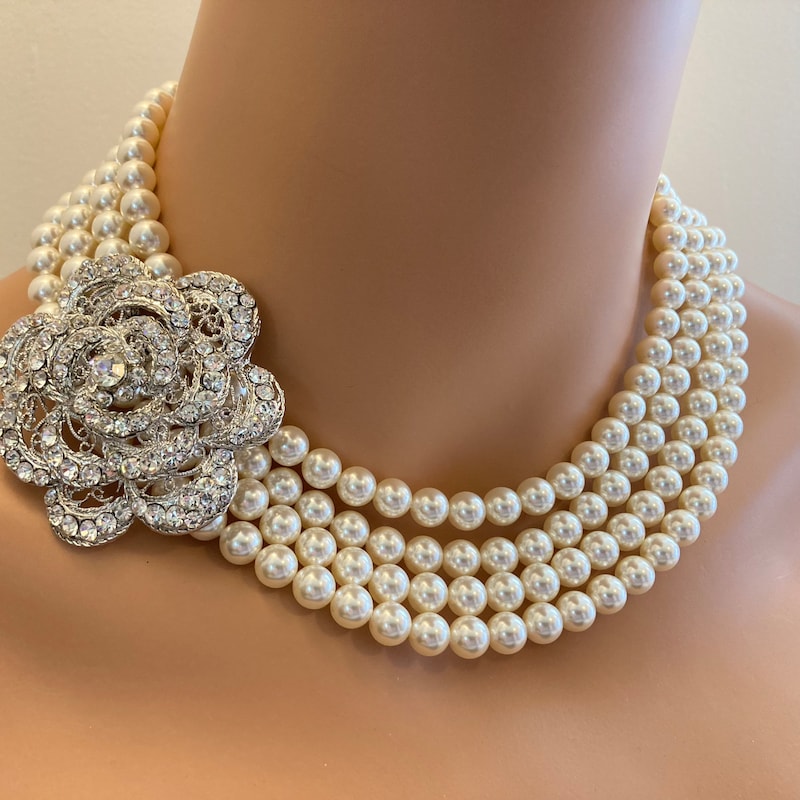 Multi Strand Pearl Necklace - Etsy
