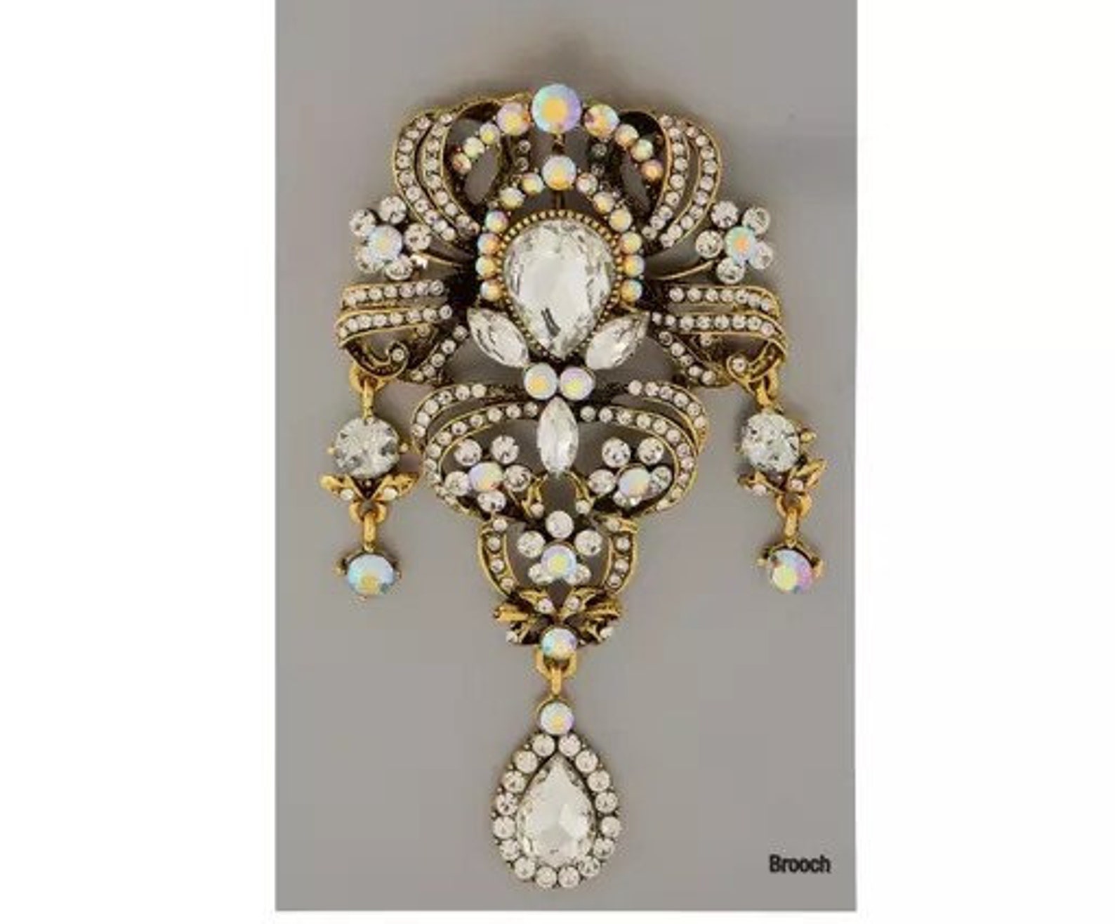 Princess Wedding Necklace With Rhinestone Brooch and 4 Multi Strands of ...