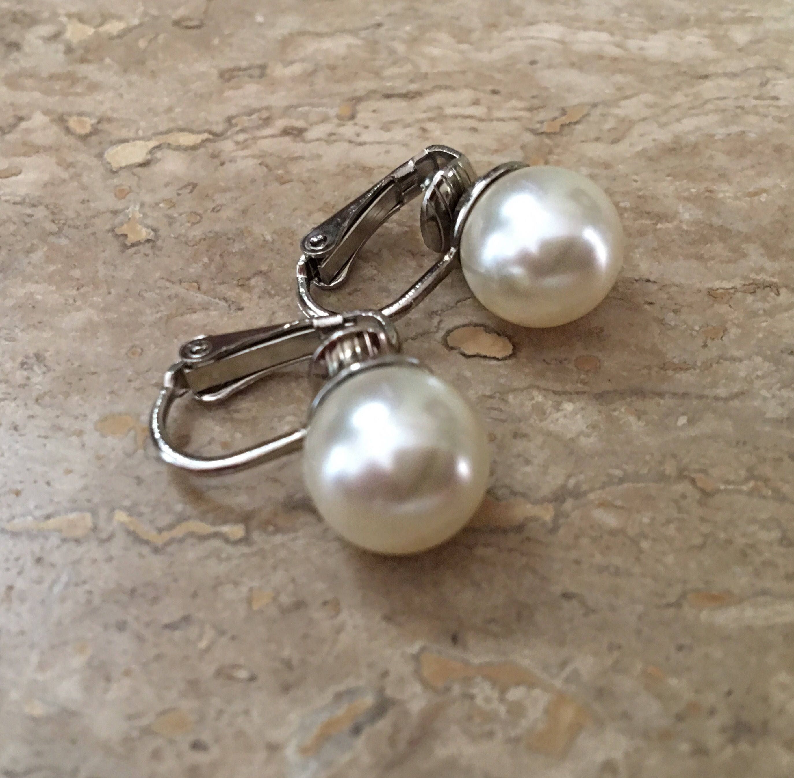 Pearl Clip On Earrings made with Swarovski Pearls in White or | Etsy