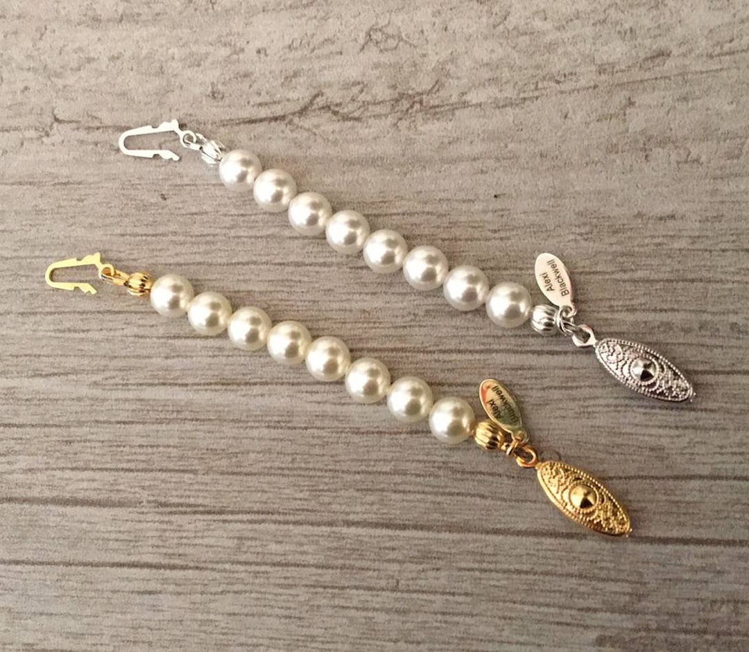 Necklace Extender Pearl Smaller Fish Hook Clasp Gold or Silver Cream ...