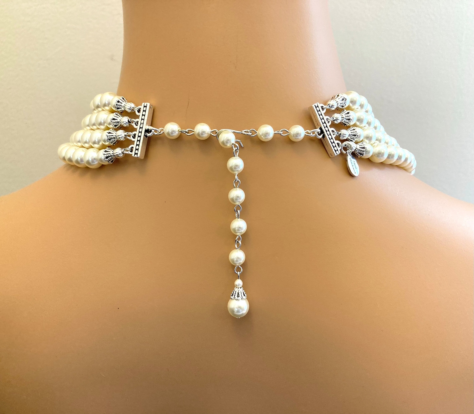 Pearl Necklace Set With Brooch and Earrings Wedding Jewelry Set Multi ...
