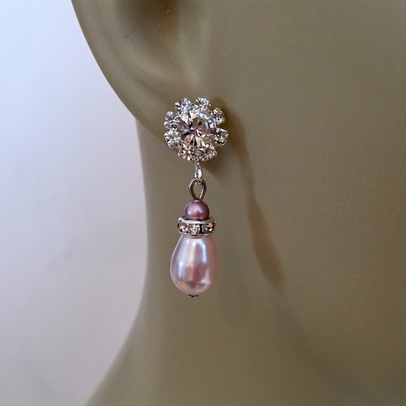 Pink Pearl Necklace Set With Earrings and Brooch 6 Strands Twisted ...