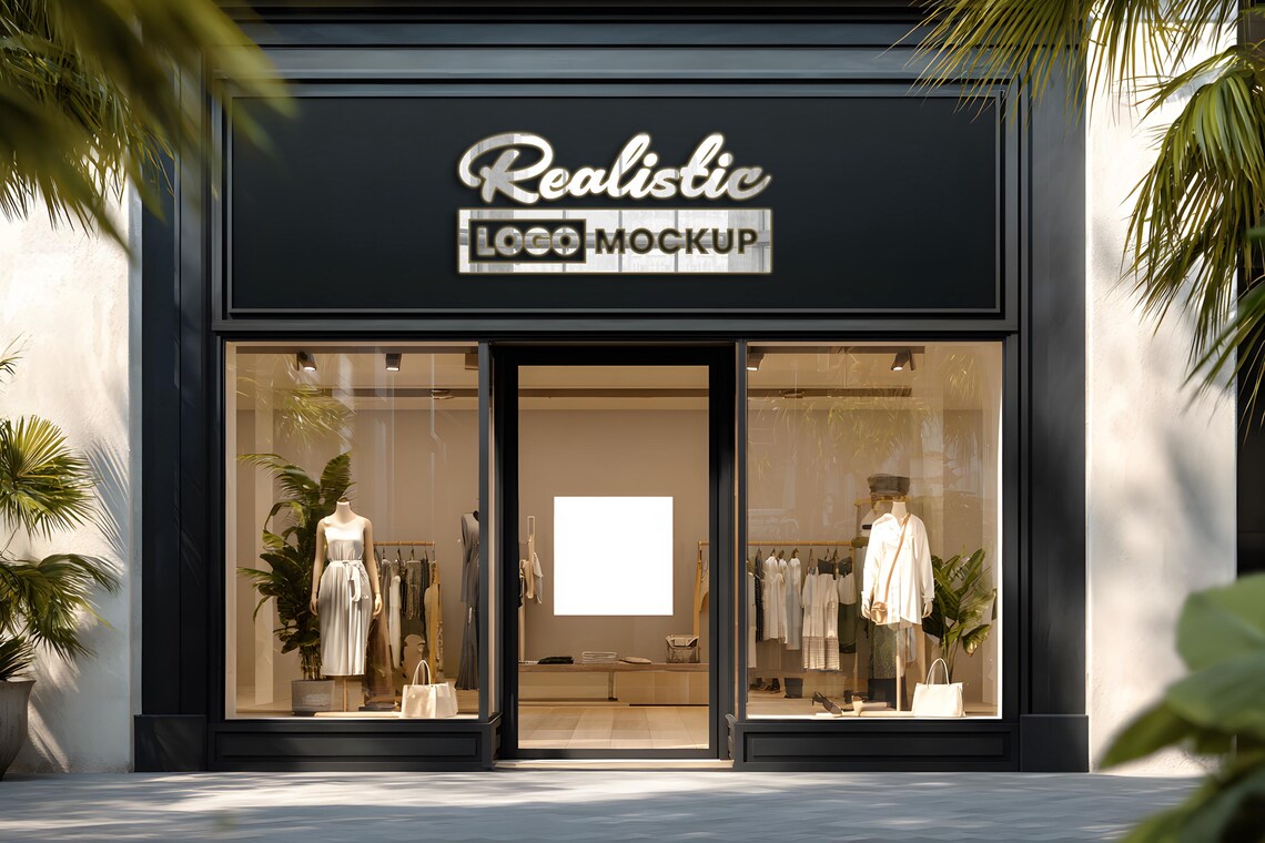 Luxury Storefront Sign Mockup | Fashion Boutique Exterior Branding PSD ...