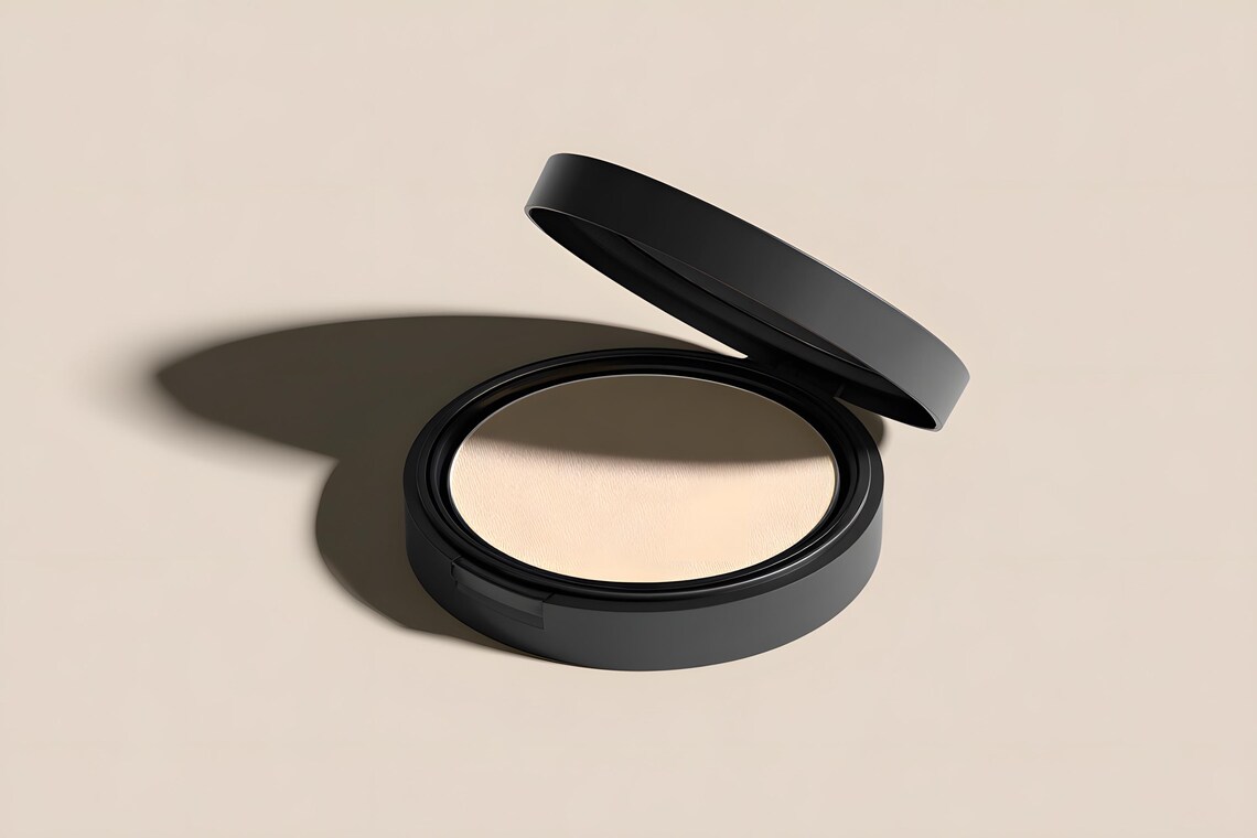 Compact Powder Mockup PSD | Realistic Makeup Branding Template | Black ...