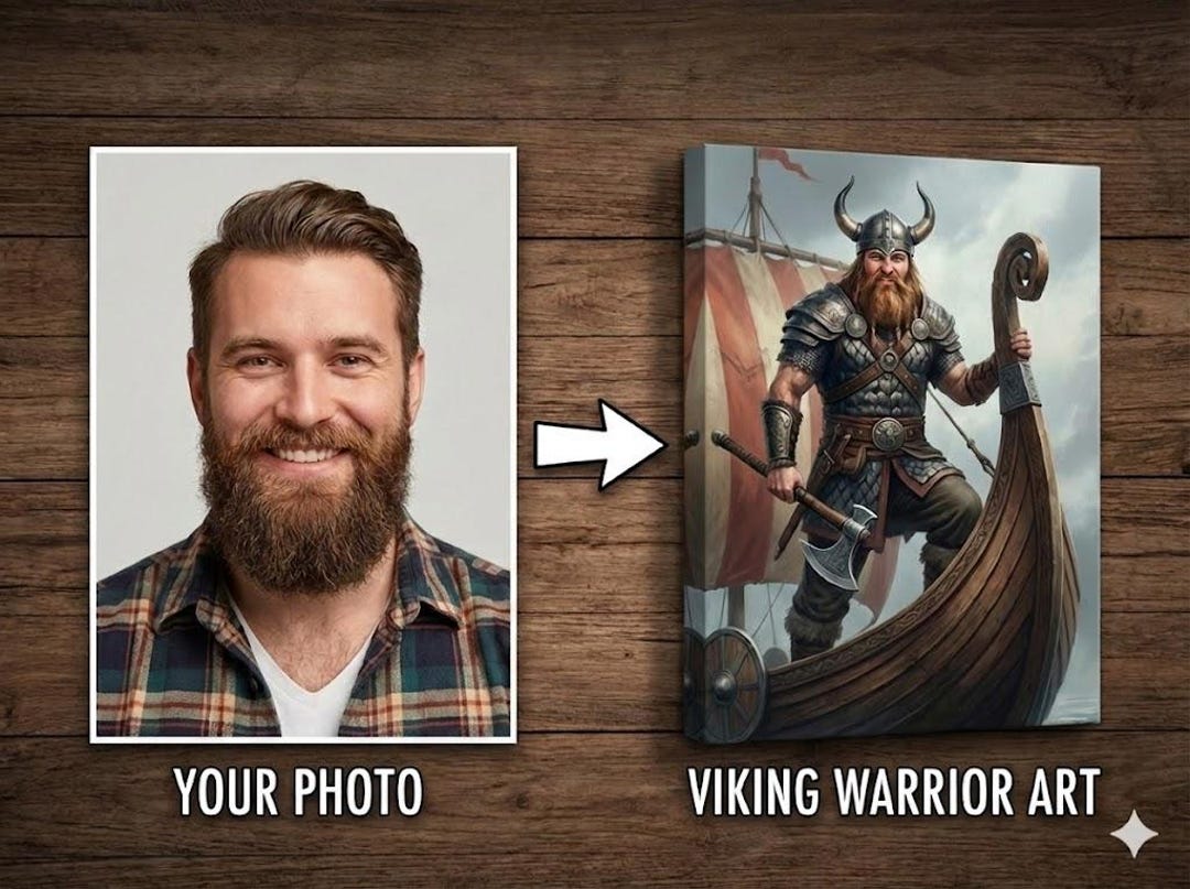Personalized Viking Portrait Canvas | Custom Father's Day Gift - Etsy