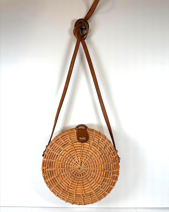 Round Rattan Wicker Crossbody Bag – Boho Basket Purse… - Gem