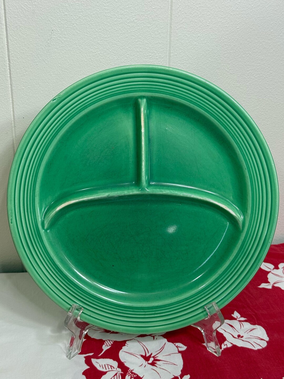 Vintage Fiestaware Green Divided Plate - Etsy