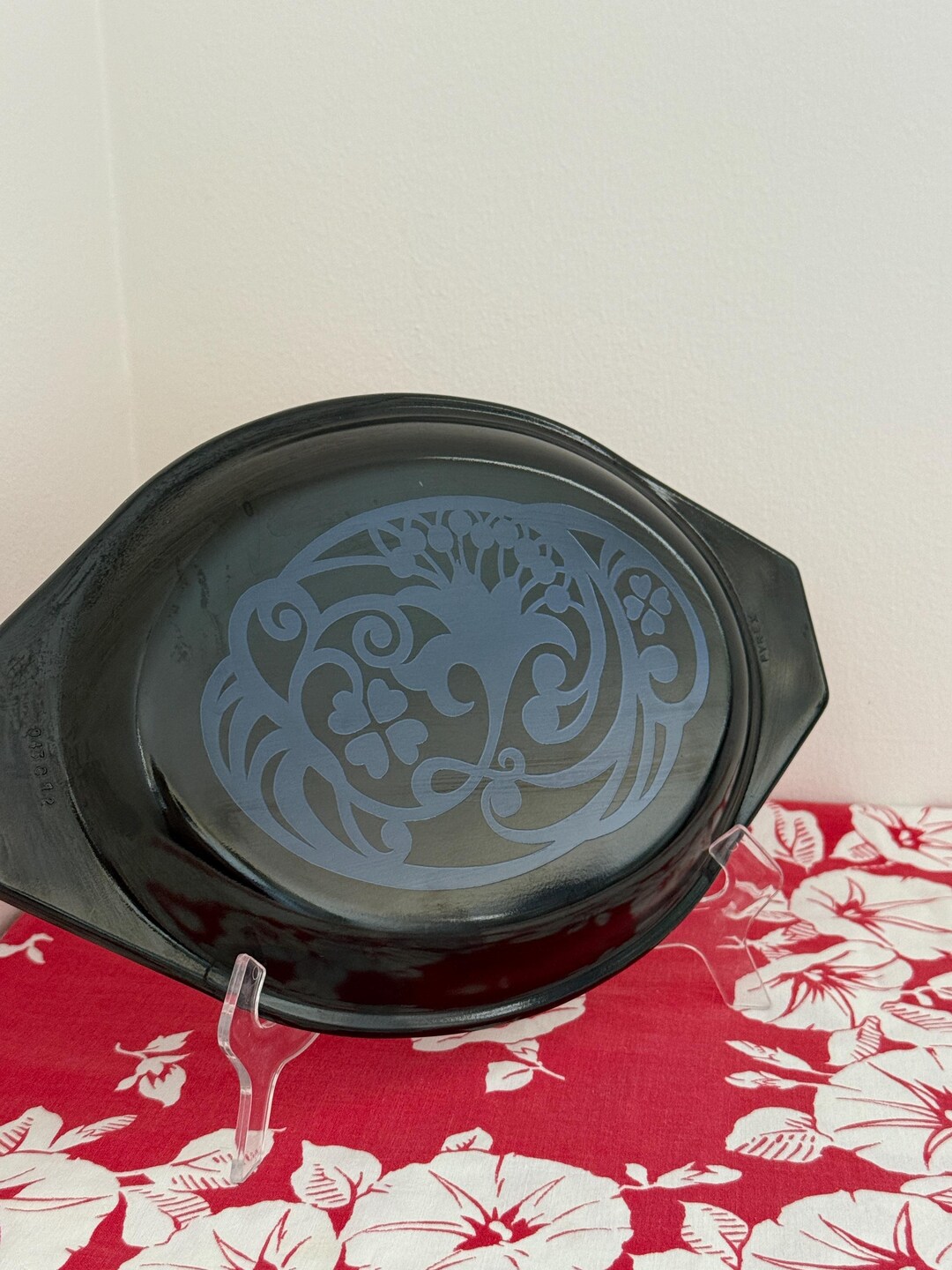 Vintage Pyrex Midnight Bloom Floral Oval Casserole Lid - Etsy