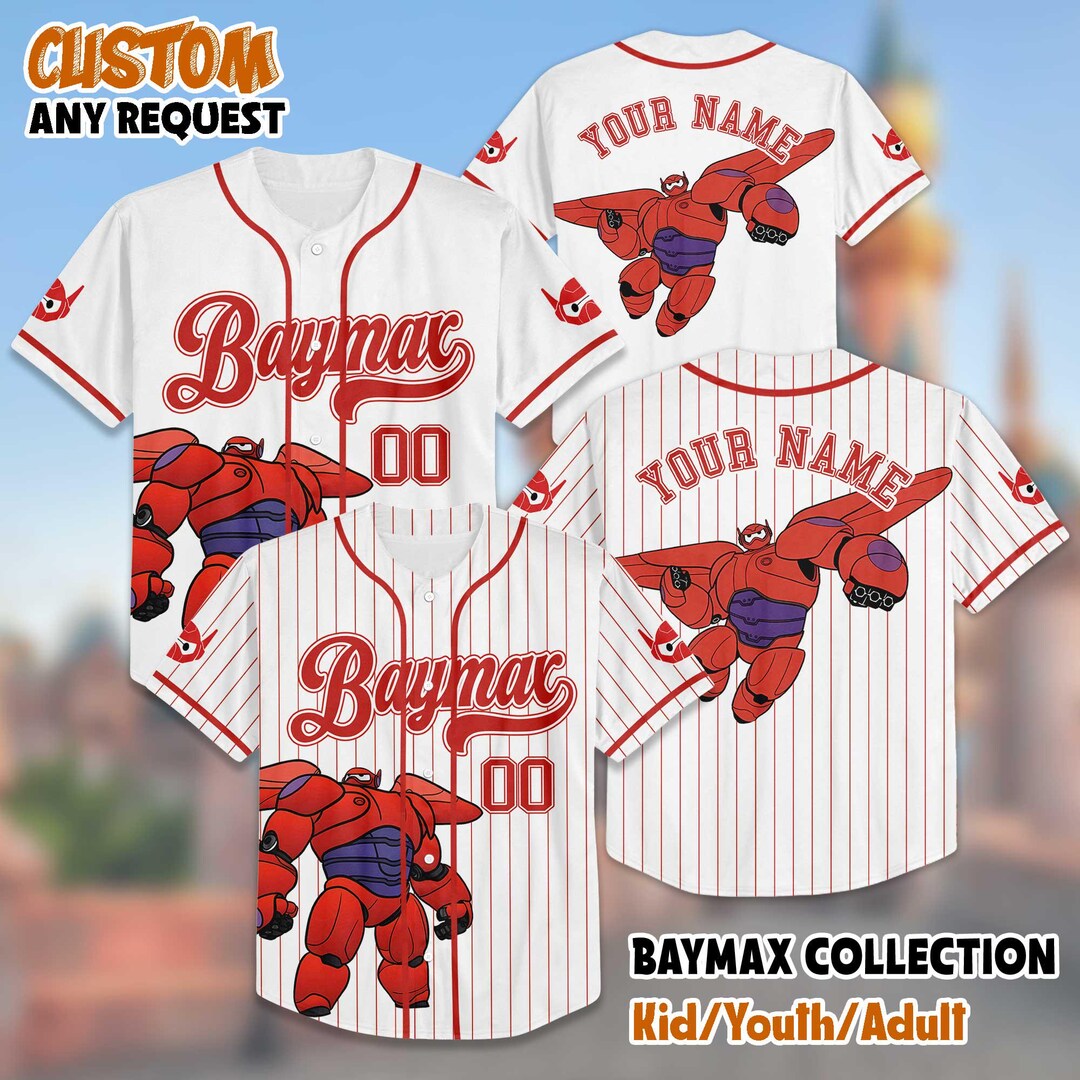 Personalized Baymax Collection Baseball Jersey, Custom Baymax Big Hero 6 Jersey Shirt, Big Hero ...